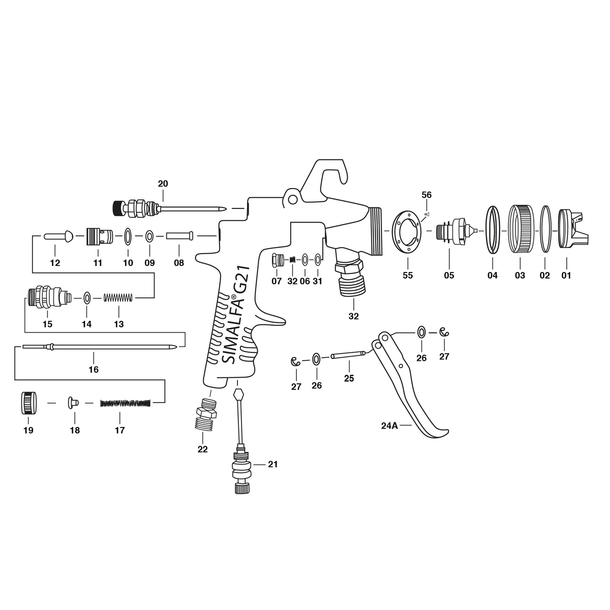 G21 Spray Gun Parts – Simalfa | KulKote